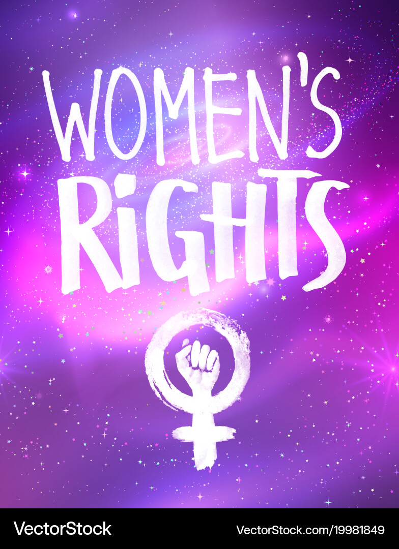 Poster with womens rights lettering Royalty Free Vector