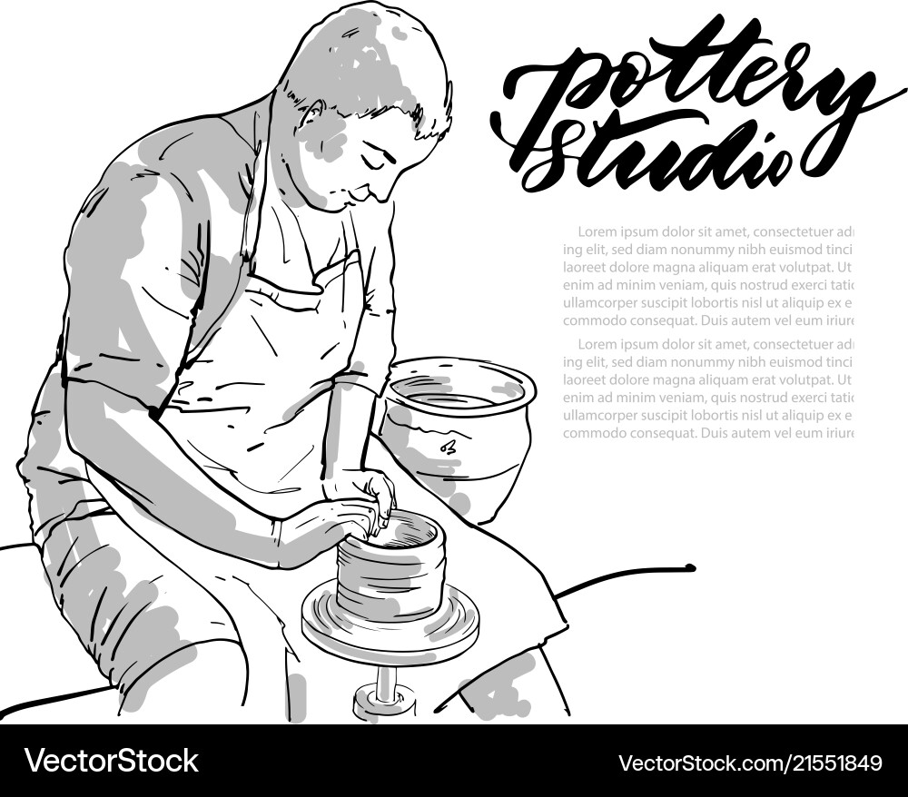 Professional male potter Royalty Free Vector Image
