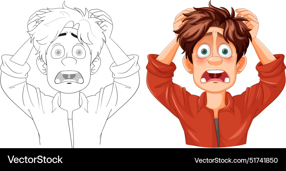 A cartoon character with shocked expression Vector Image