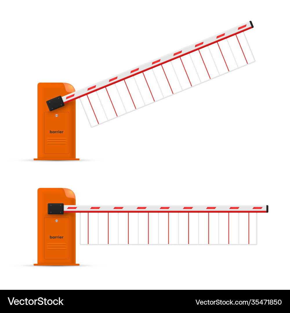Barrier boom gate realistic templates set Vector Image