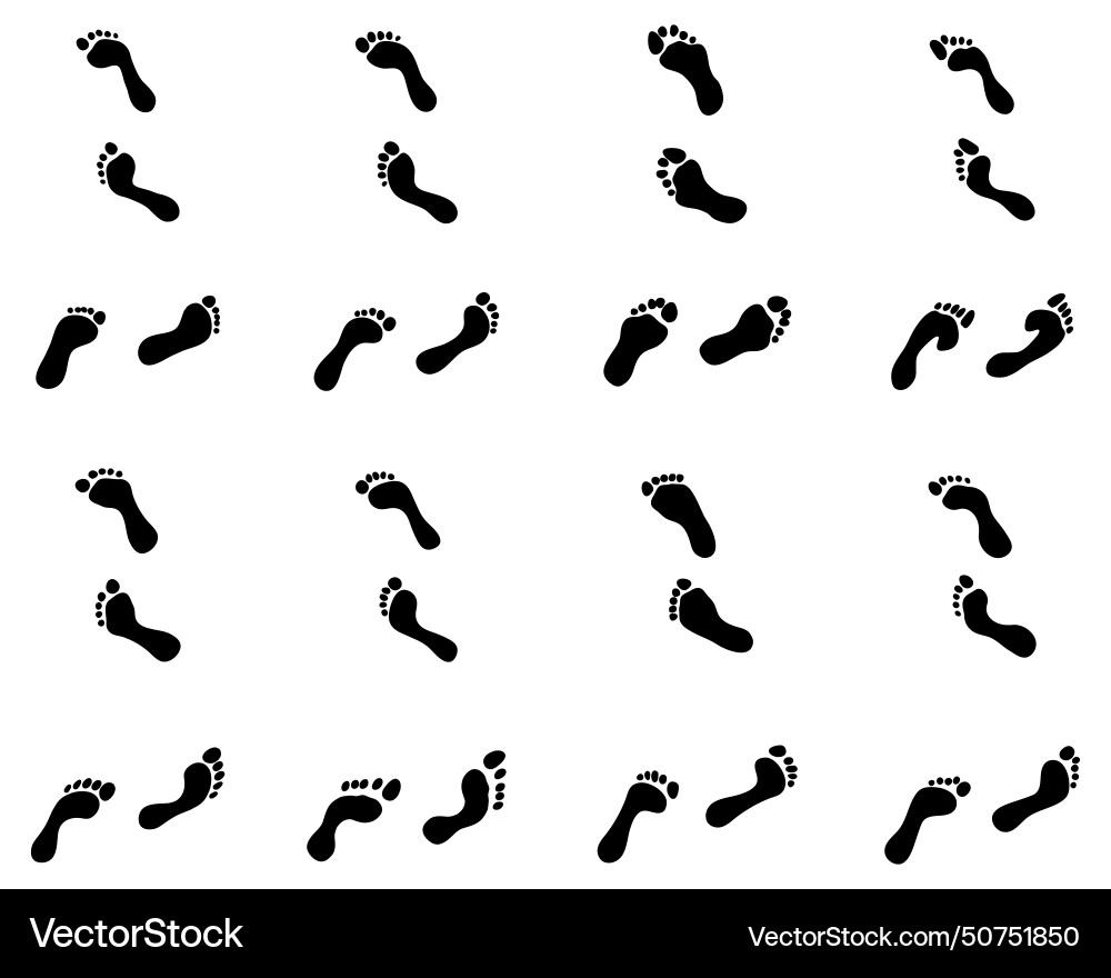Black prints of human feet Royalty Free Vector Image