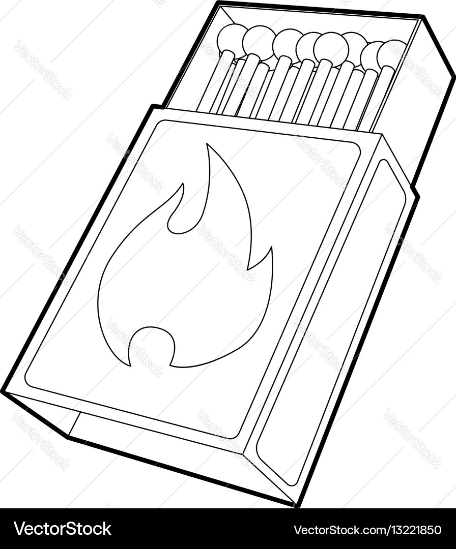 Box matches icon outline style Royalty Free Vector Image
