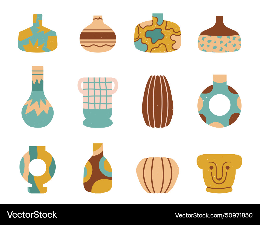 Ceramic vases collection for interior room Vector Image