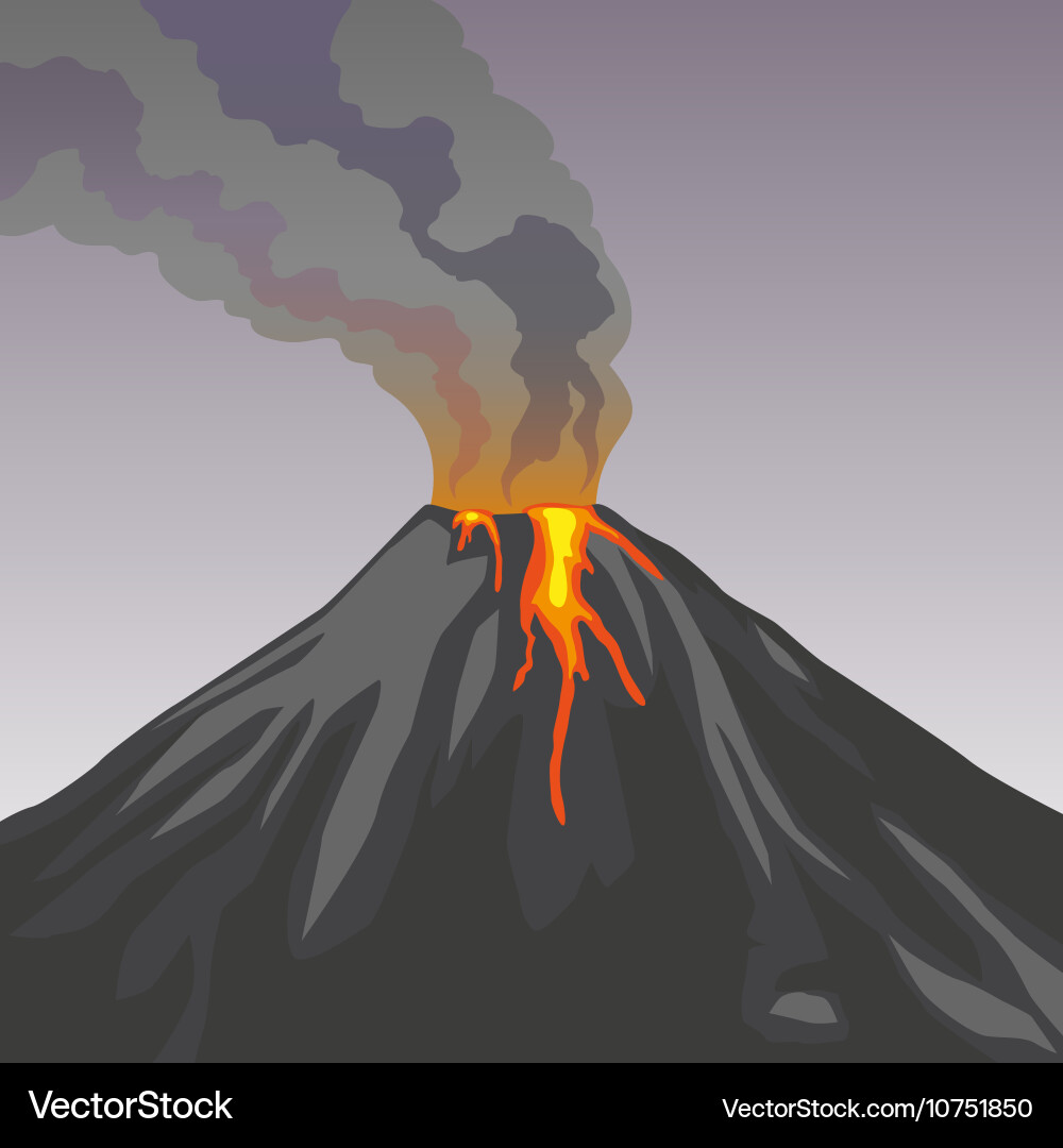 Crater Berg Vulkan heiße natürliche Eruption Vektorbild