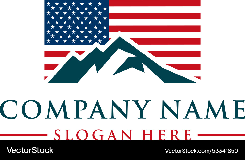 Creative american flag and mountain logo design Vector Image