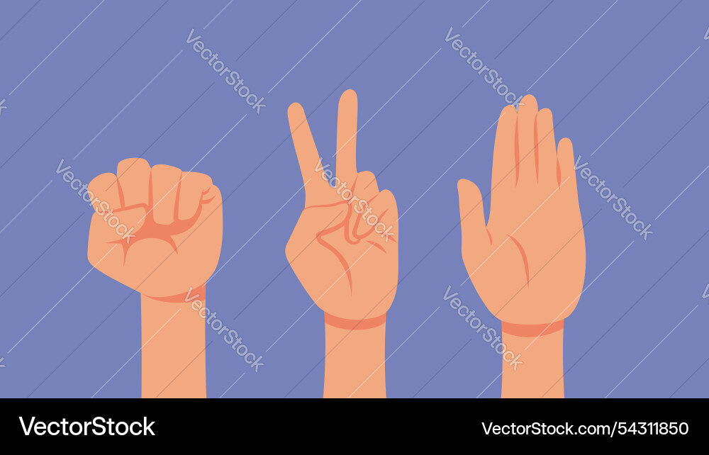 Rock Paper Scissors Sign Language 62 Rock Paper Scissors Hands Vector