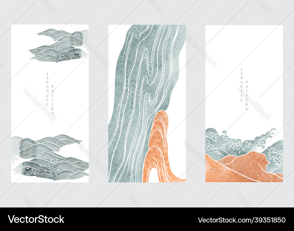 Japanese background with watercolor texture Vector Image