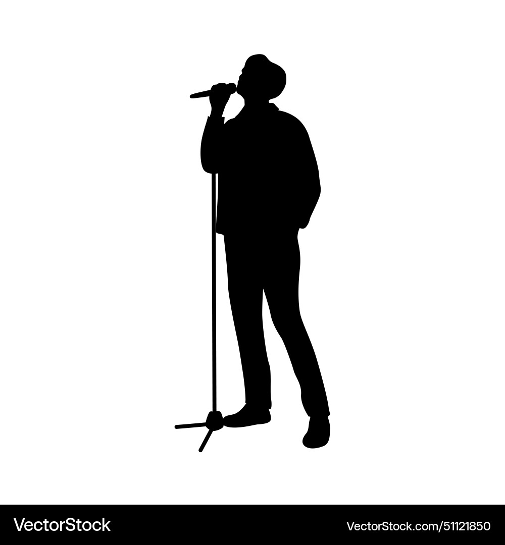 Man singing karaoke with micro happy singer Vector Image