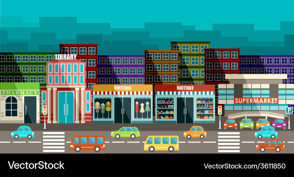 Modern City Street Royalty Free Vector Image - VectorStock