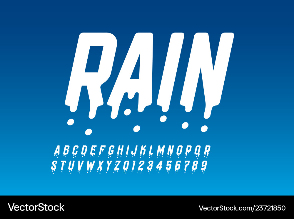 Rainy font design modern alphabet letters Vector Image