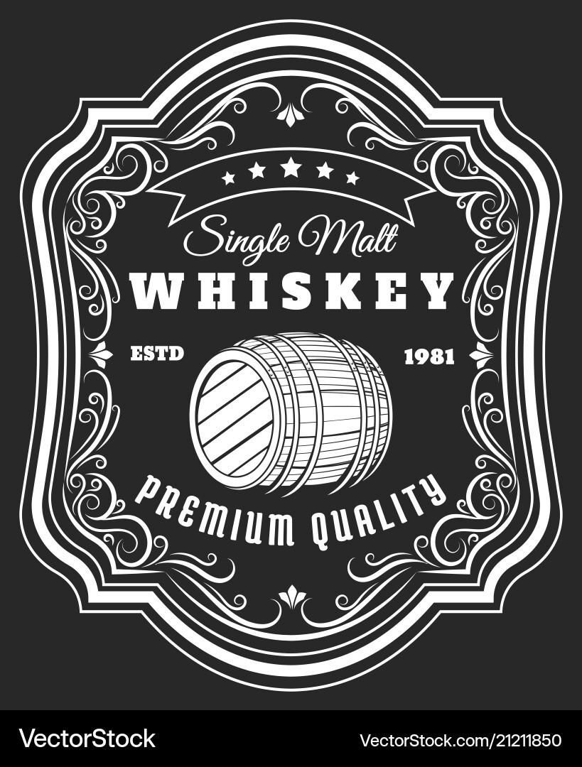 Rustic Whiskey Barrel Label Royalty Free Vector Image