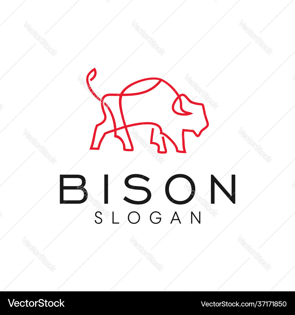 Simple bison logo in a line an outline flat design