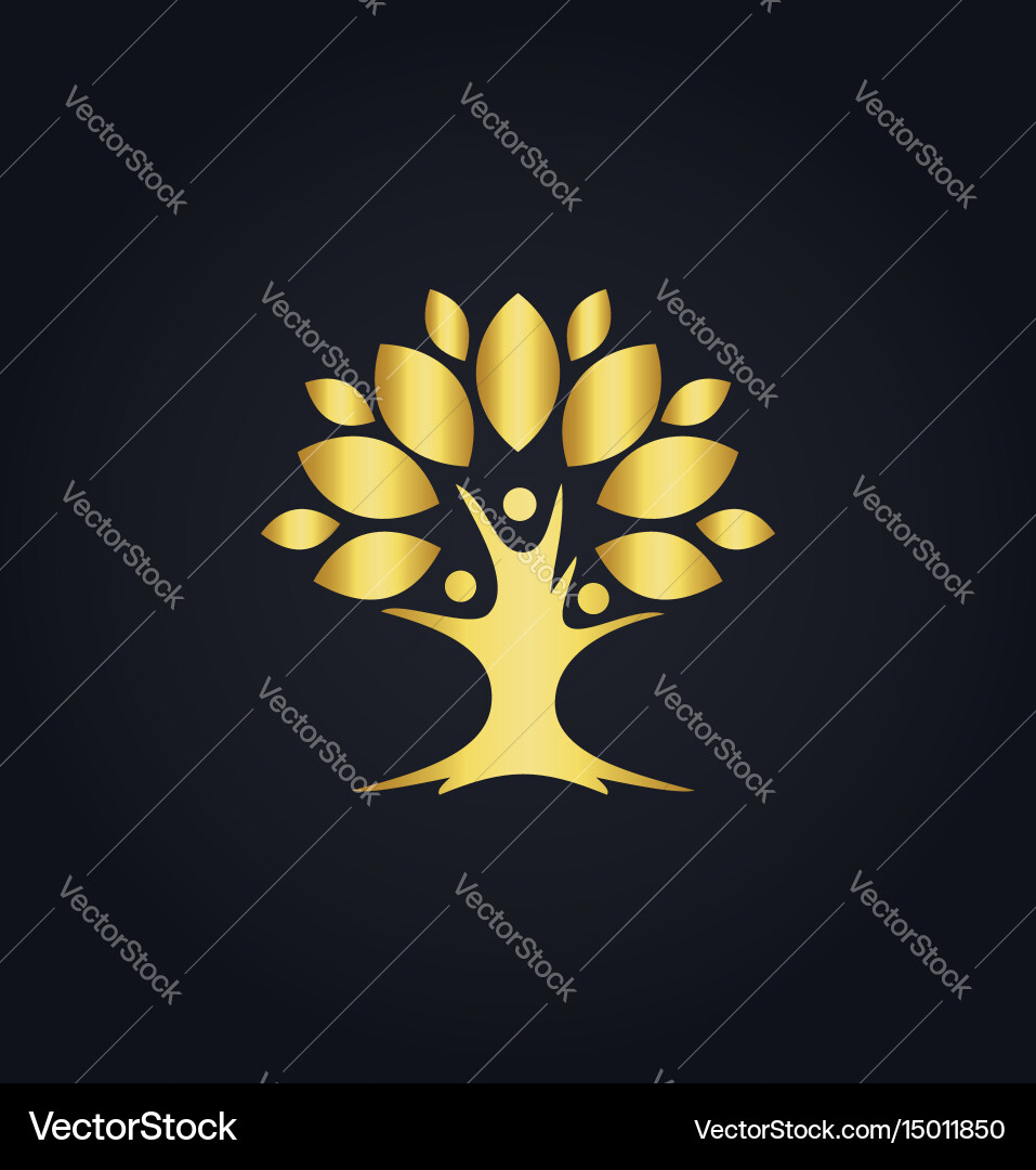 Tree botany life nature gold logo Royalty Free Vector Image