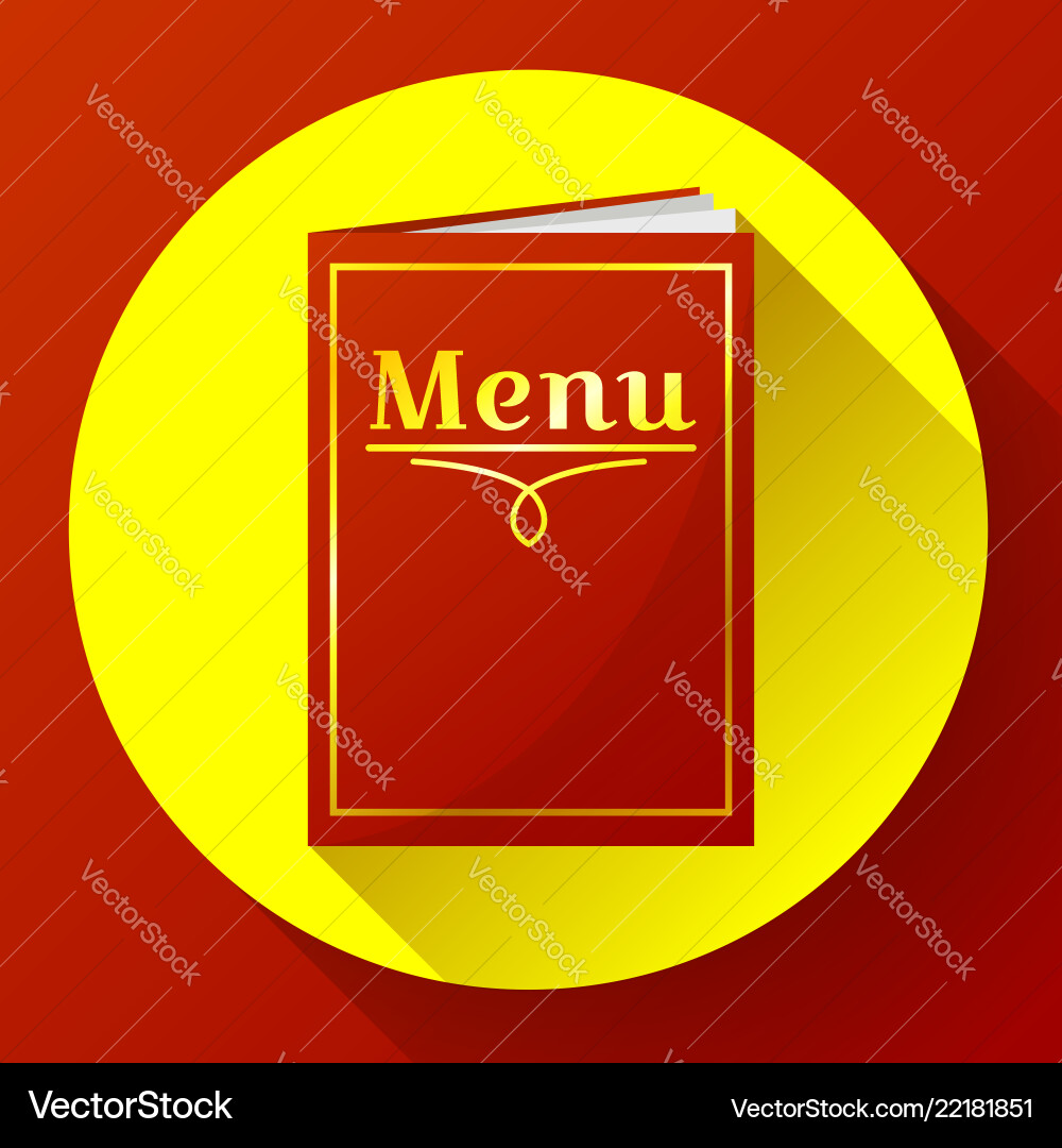 Cafe restaurant red menu book icon in flat style Vector Image