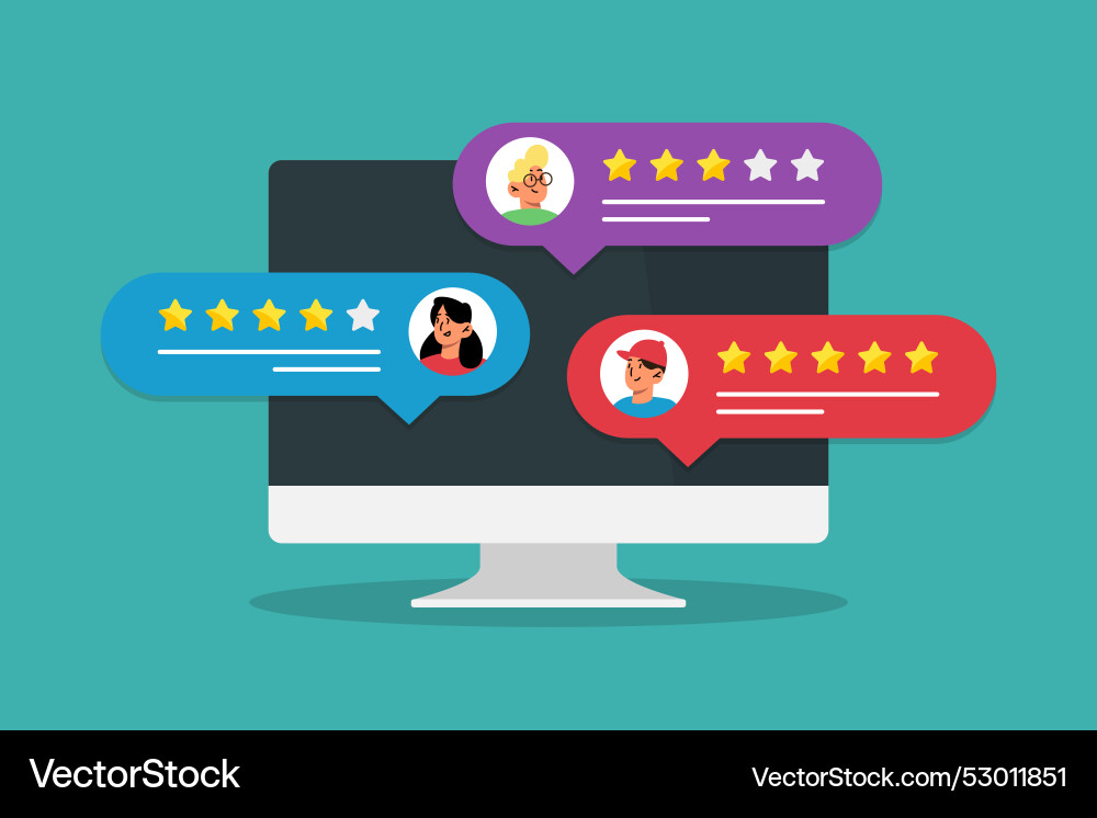 Computer monitor with people chat feedback Vector Image