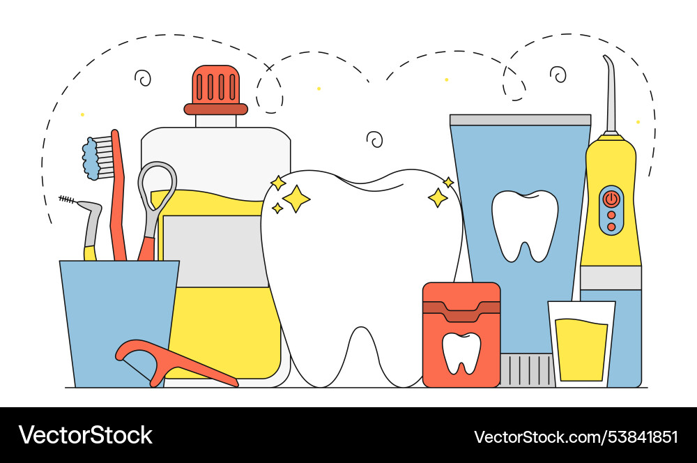 Dental hygiene pack tooth brush oral Royalty Free Vector