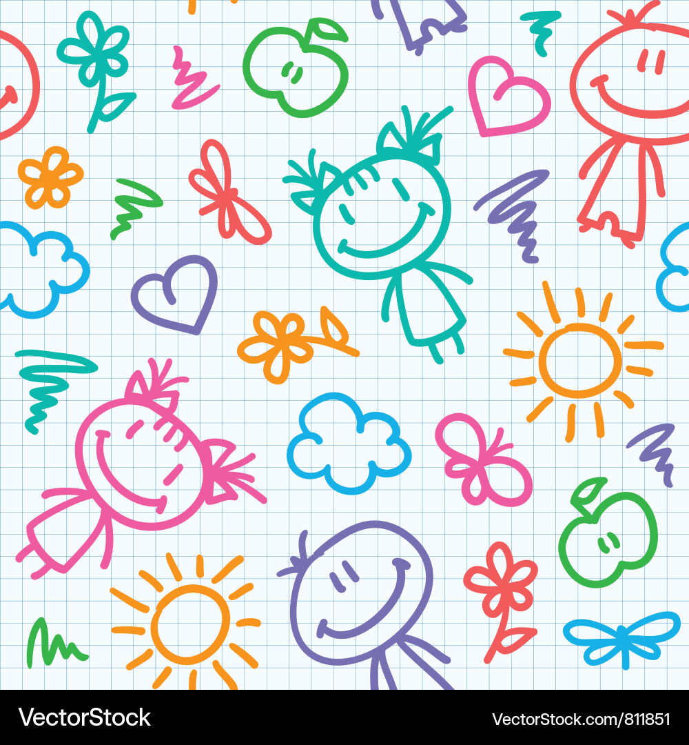 Hand drawn kid pattern Royalty Free Vector Image