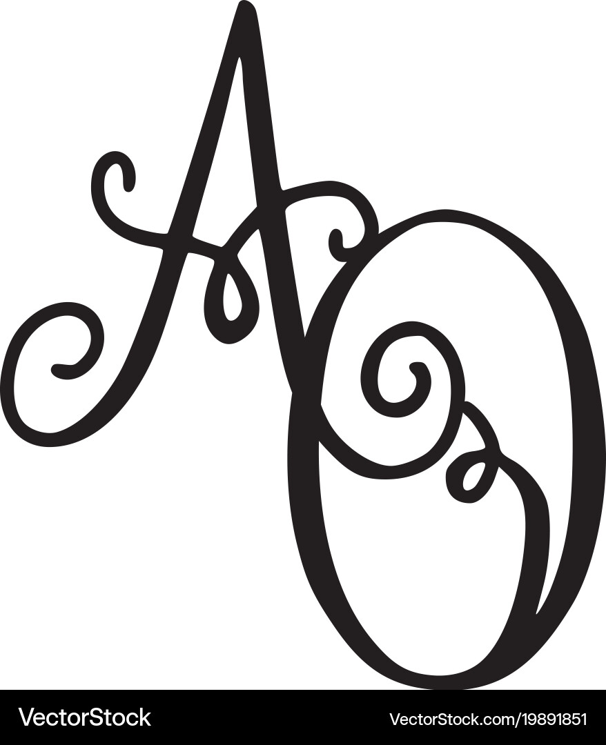 Handwritten monogram ao icon Royalty Free Vector Image