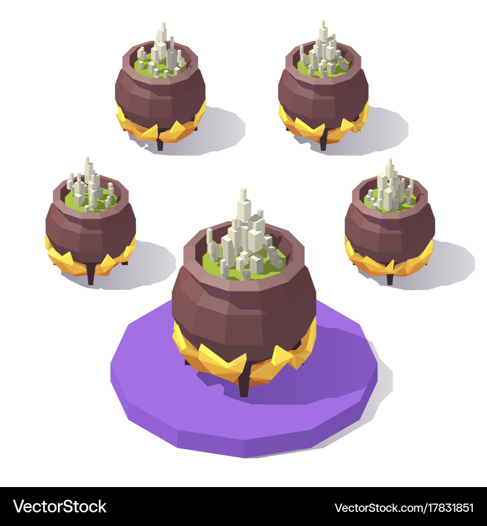 Isometric low poly cauldron Royalty Free Vector Image