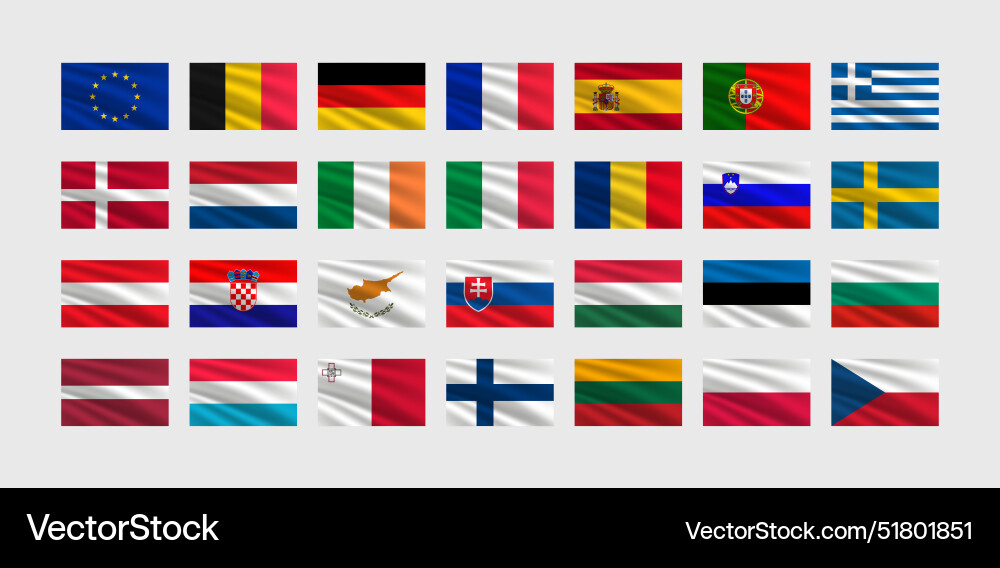 Set of european union country flag Royalty Free Vector Image Set of european union country flag Royalty Free Vector Image