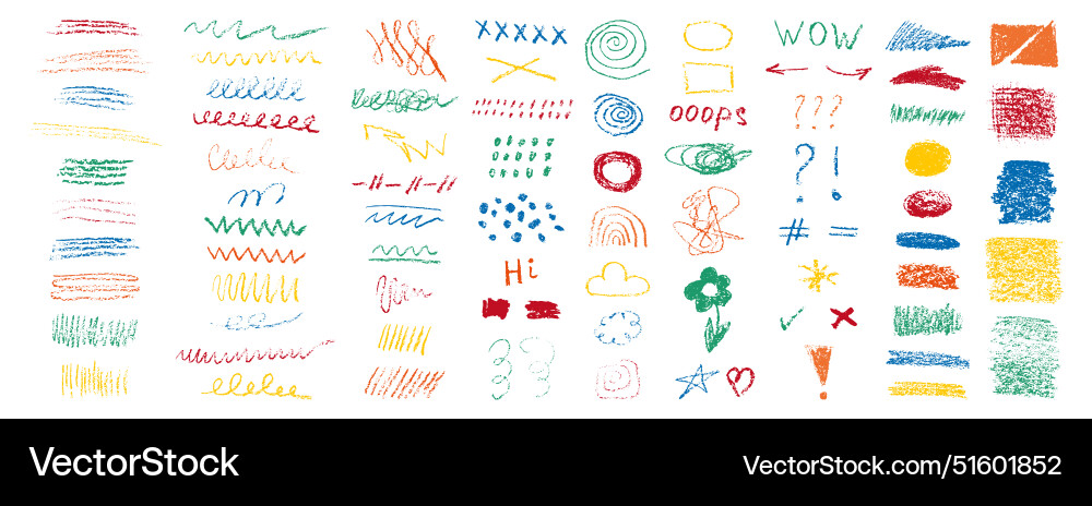 Grunge crayon hand drawn scribbles and scrawls Vector Image