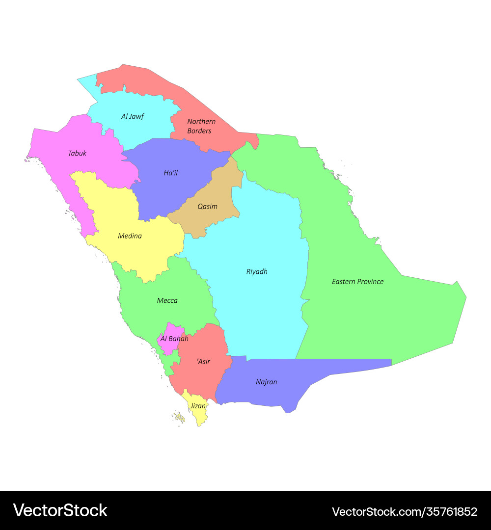 Labeled Map of Saudi Arabia Royalty Free Vector Image