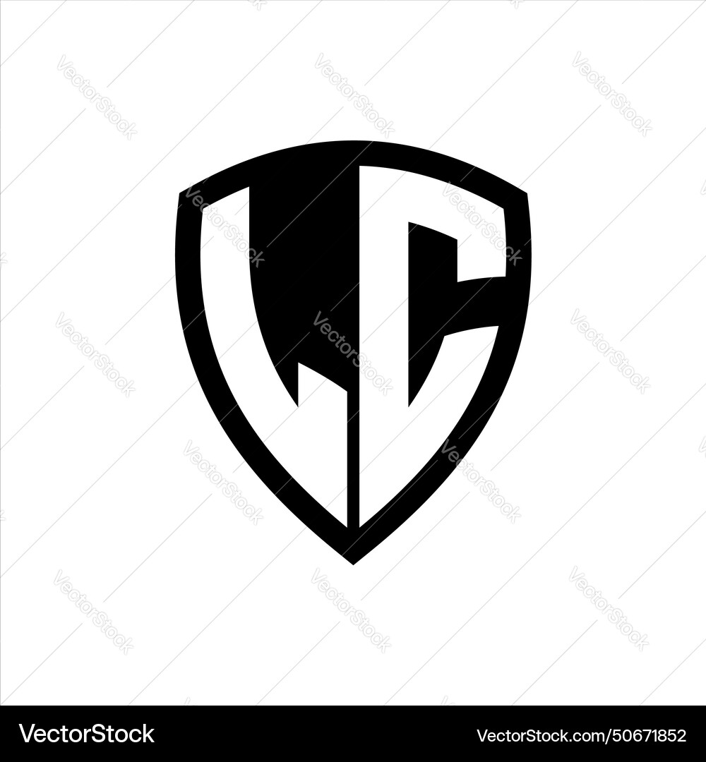 Lc monogram logo with bold letters shield shape Vector Image