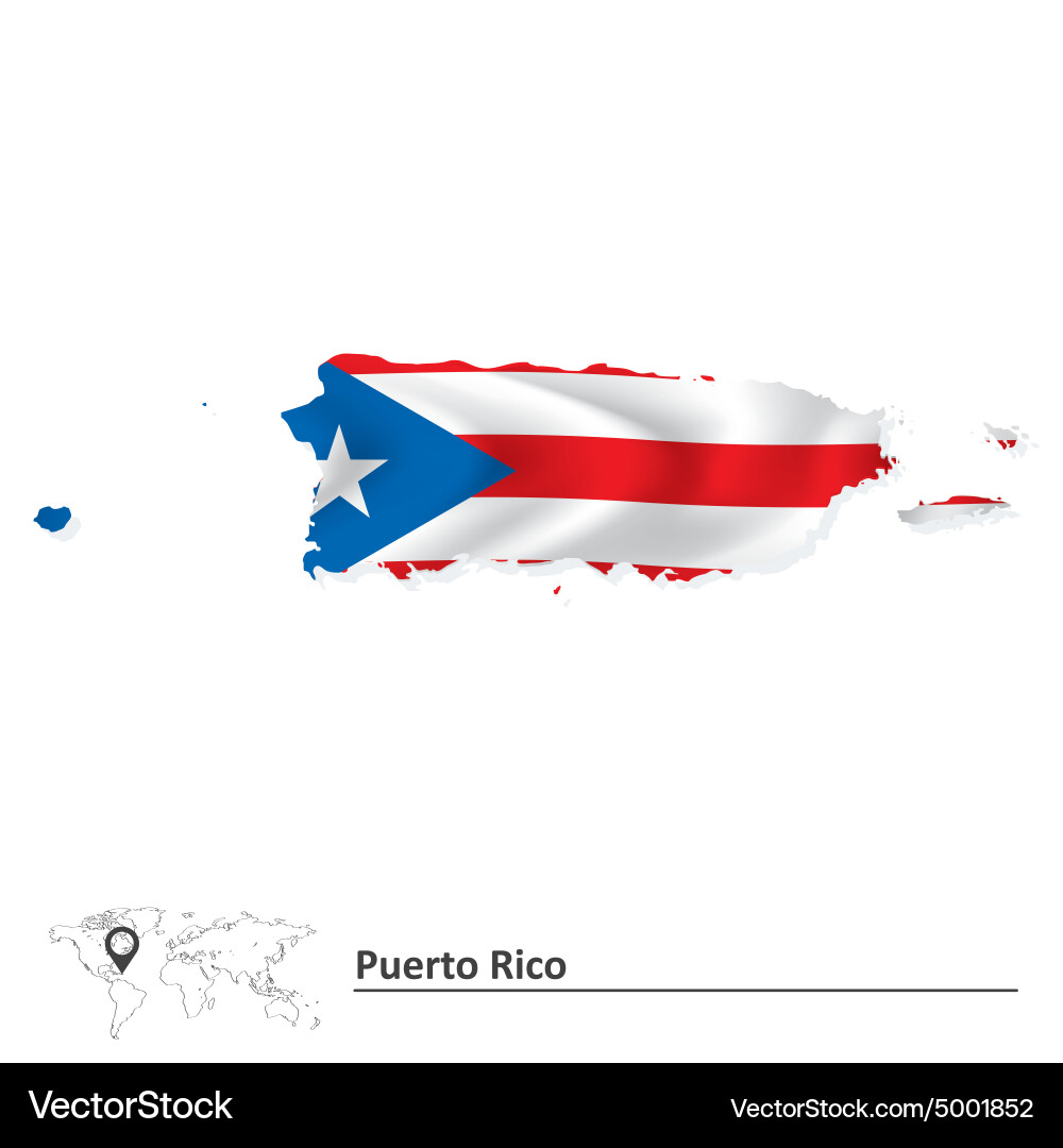Map of puerto rico with flag Royalty Free Vector Image