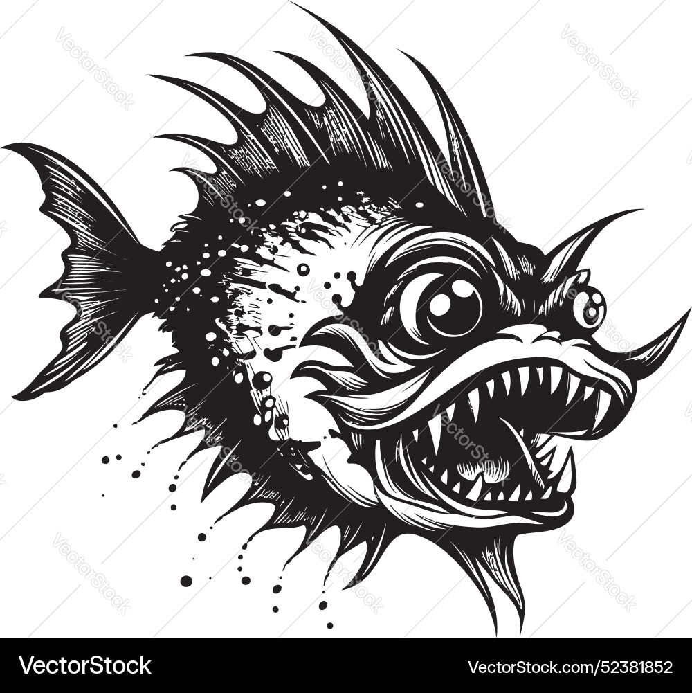Nefarious nomad angular anglerfish logo vile Vector Image