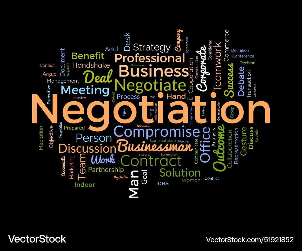Negotiation wordcloud template business Royalty Free Vector