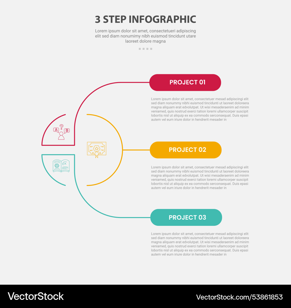 3 points template infographic outline style Vector Image