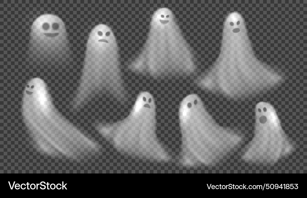 3d scary transparent flying spirit soft ghosts Vector Image