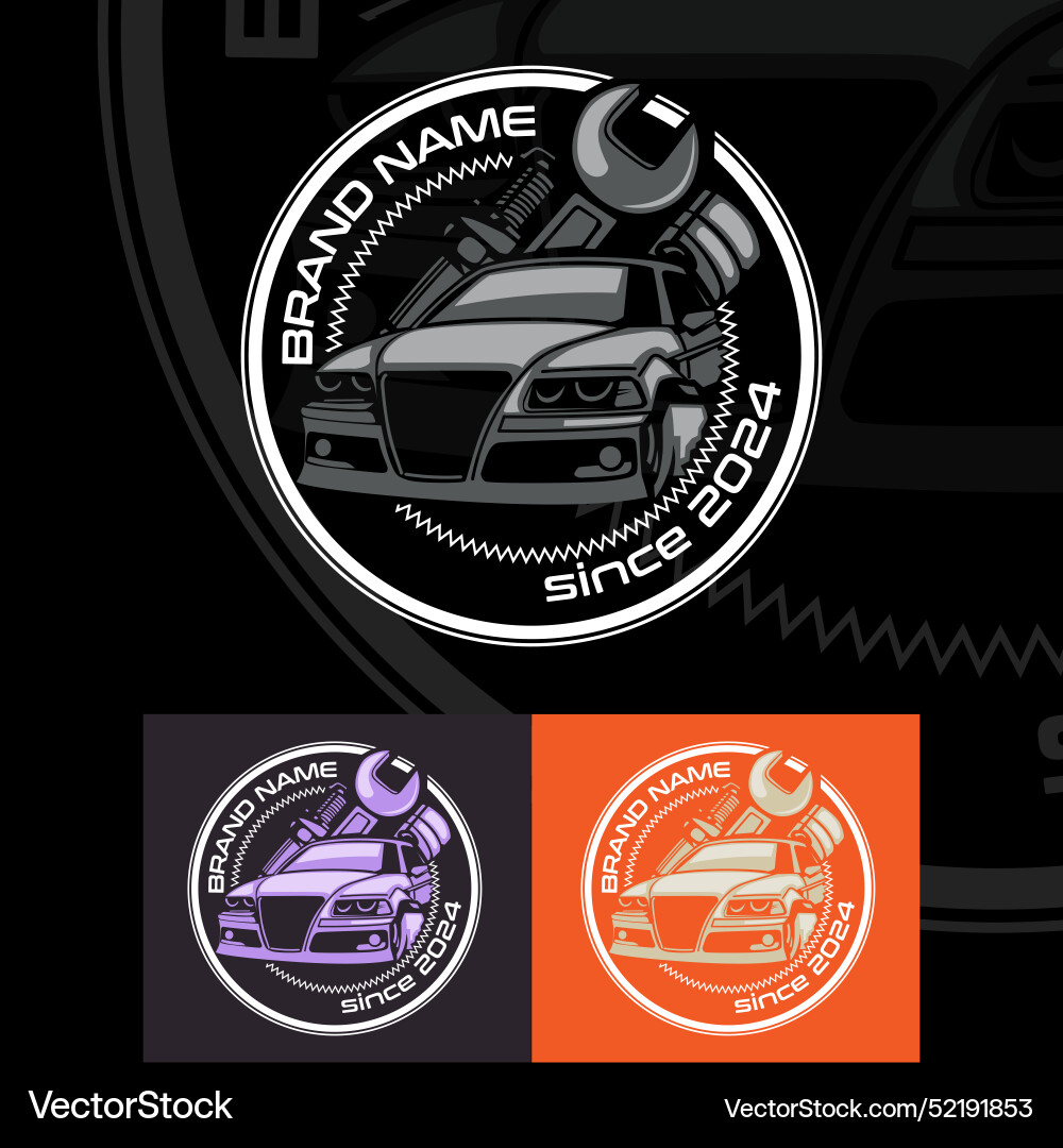 Auto service company logo on a black background Vector Image