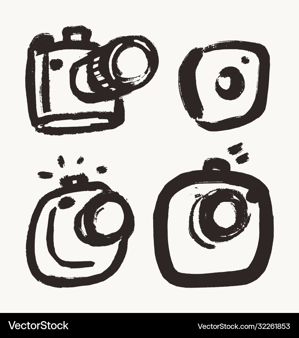 Collection hand drawn photo camera labels Vector Image