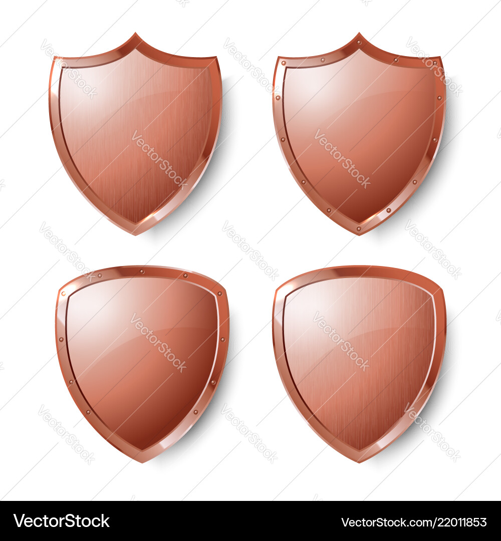 Collection of copper shields isolated on white Vector Image