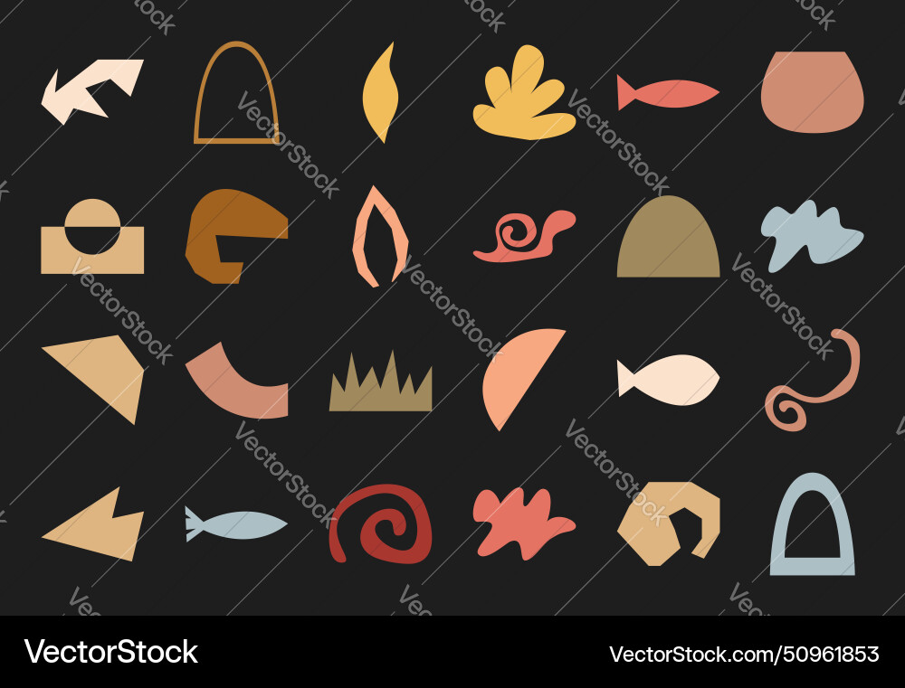 Cute boho irregular plant form design set Vector Image