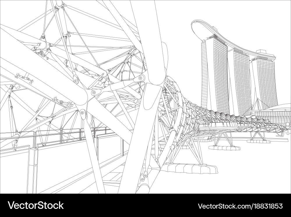 Helix bridge in singapore Royalty Free Vector Image