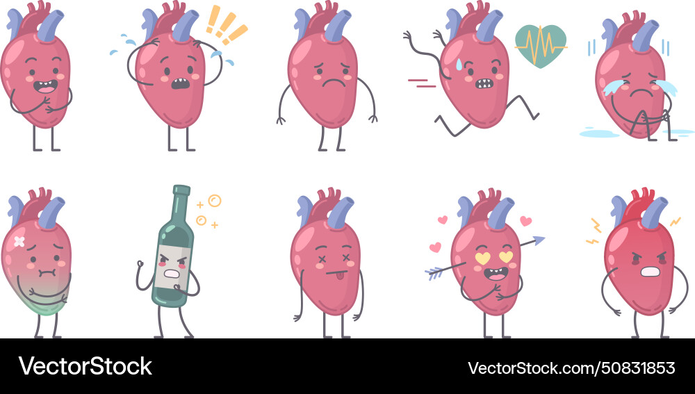 Human heart characters set Royalty Free Vector Image