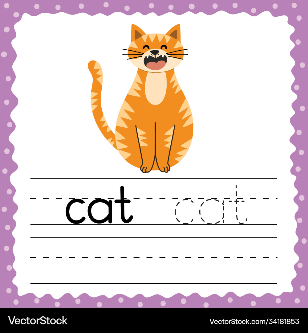 Learning to write words flashcard three letters Vector Image