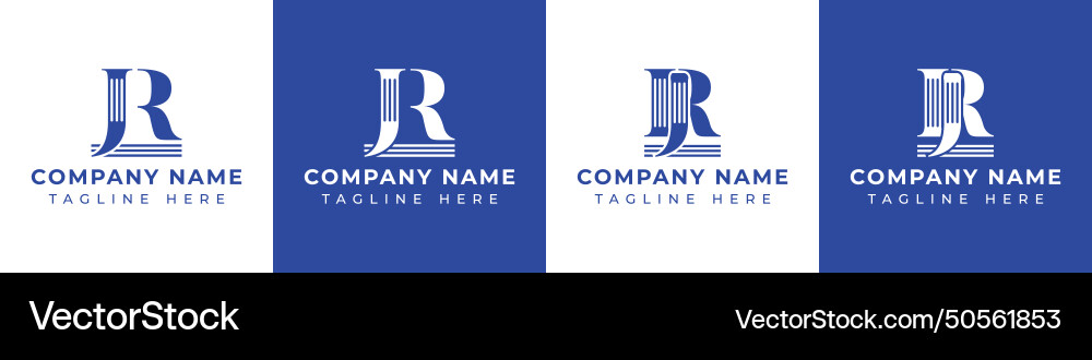 Letters jr and rj pillar logo suitable Royalty Free Vector
