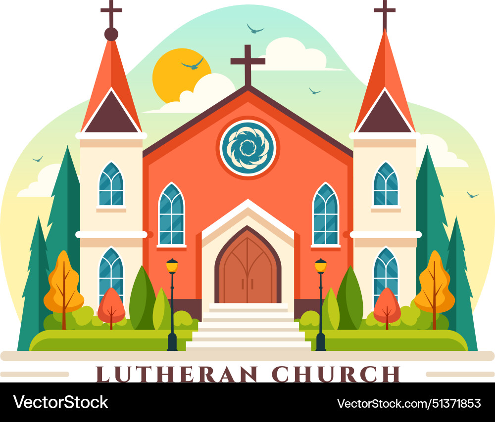 Lutheran church featuring a cathedral temple Vector Image
