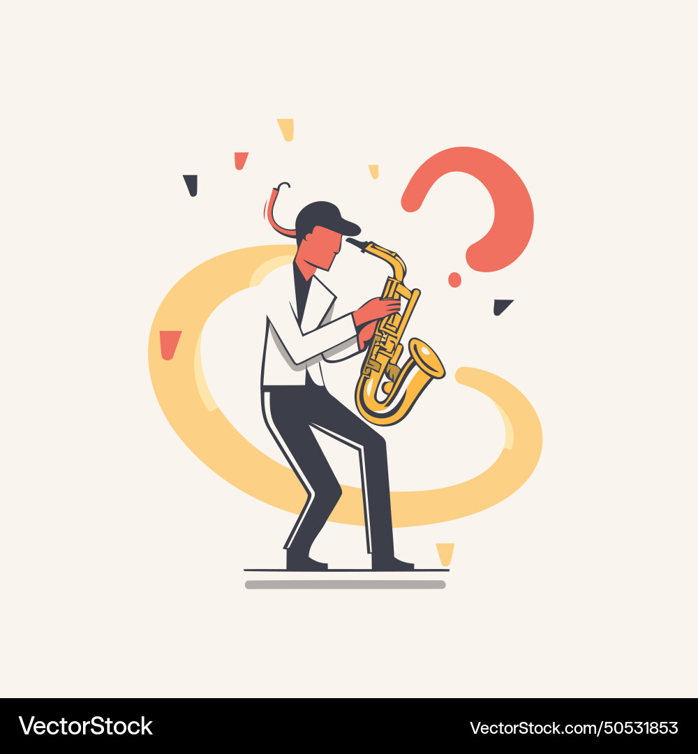 Man playing the saxophone in flat design style Vector Image