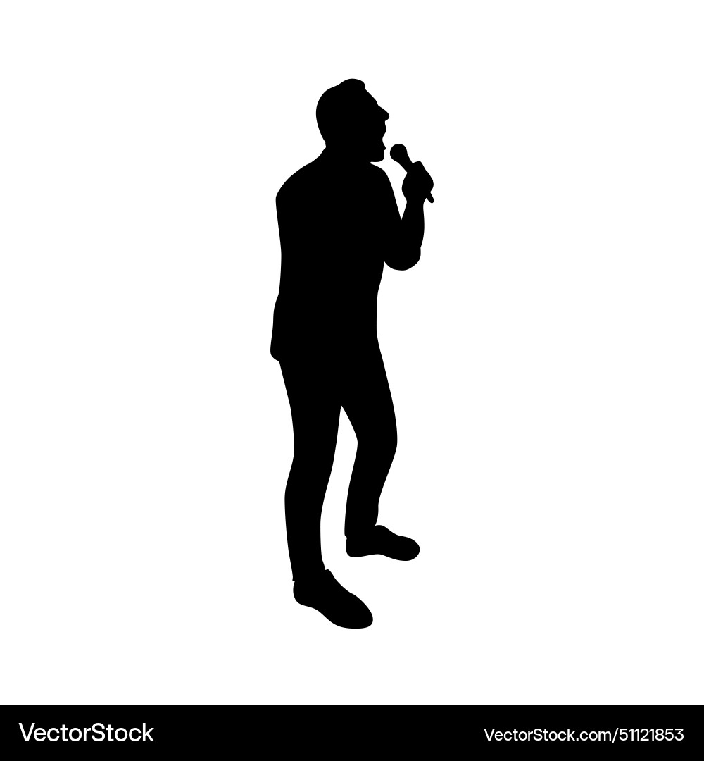 Man singing karaoke with micro happy singer Vector Image