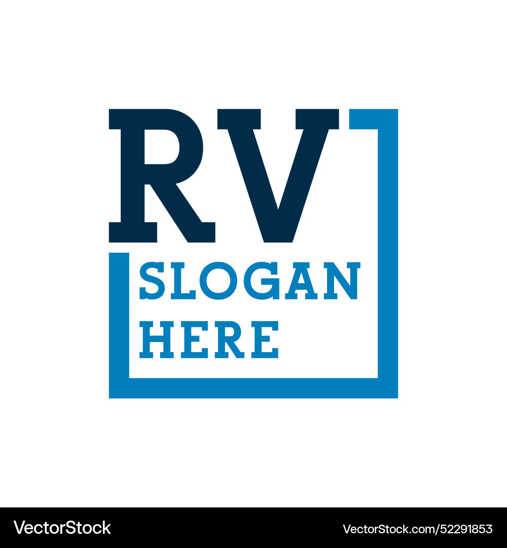 Minimal initials logo letters r and v rv initial Vector Image