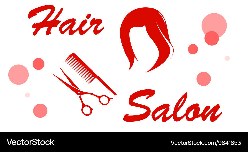 Red hair salon signboard Royalty Free Vector Image