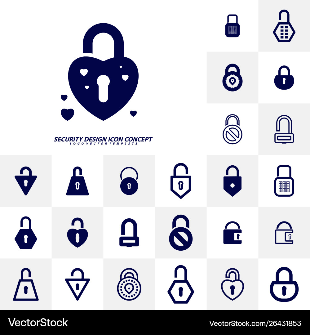 Set security icon logo design protection Vector Image