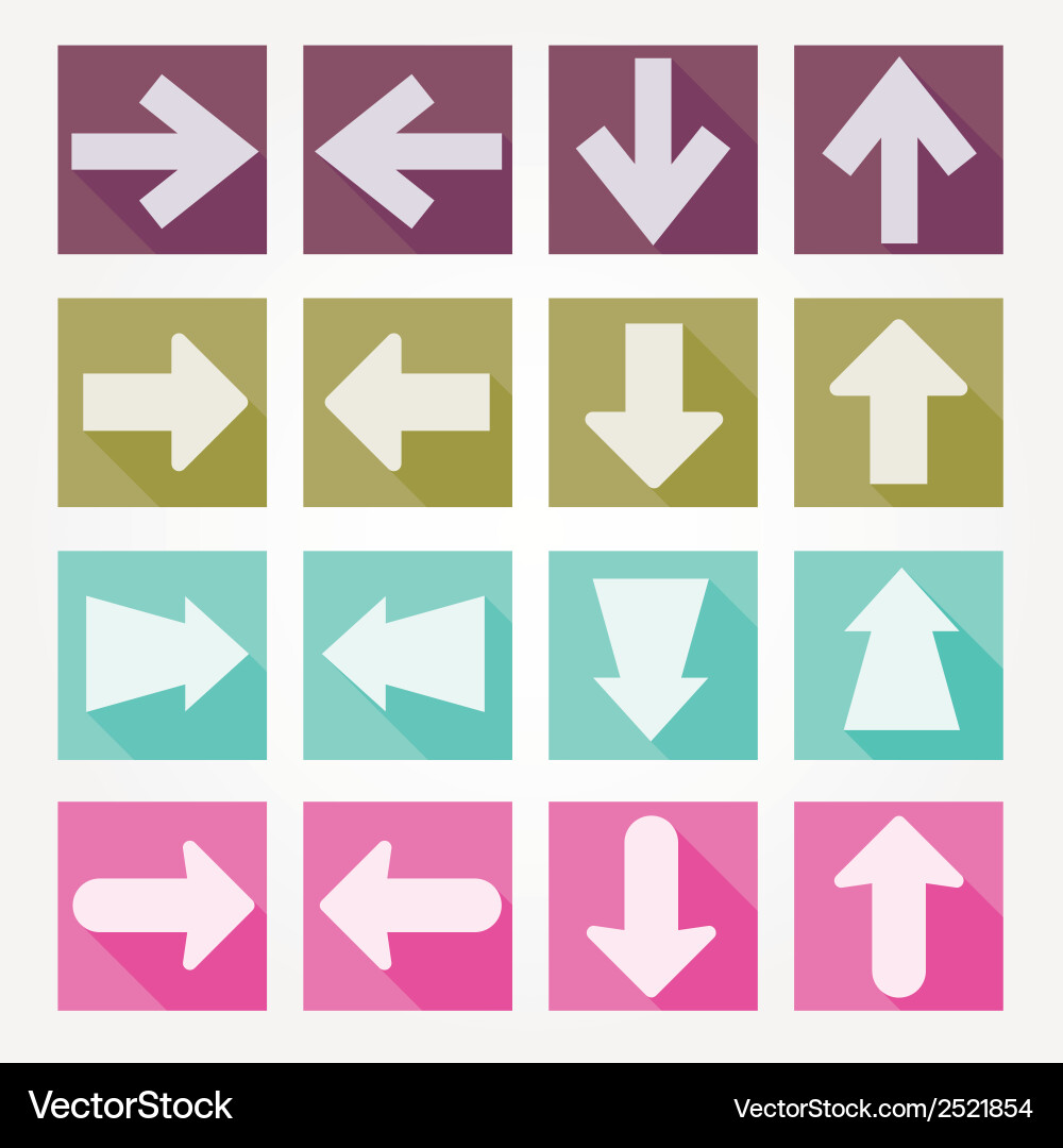 Arrow icons shadow Royalty Free Vector Image - VectorStock