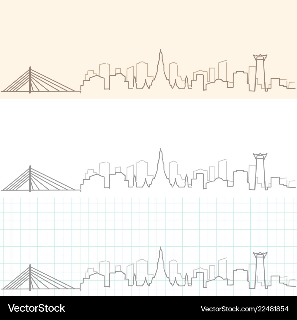 Bangkok hand drawn skyline Royalty Free Vector Image