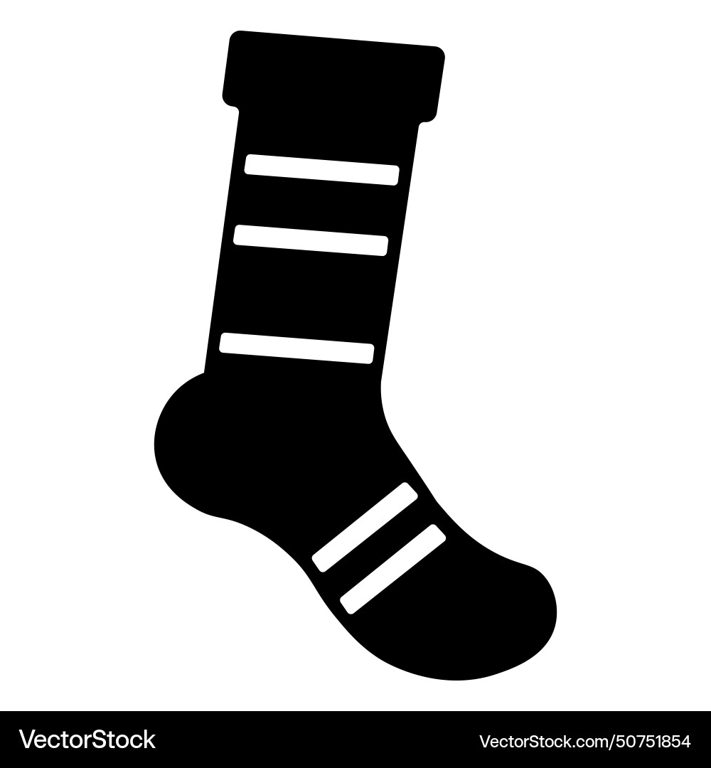 Black sock icon on white background Royalty Free Vector