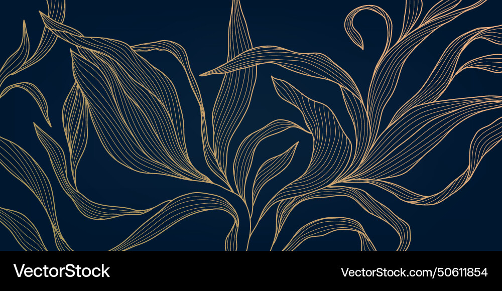 Gold leaf background pattern floral Royalty Free Vector